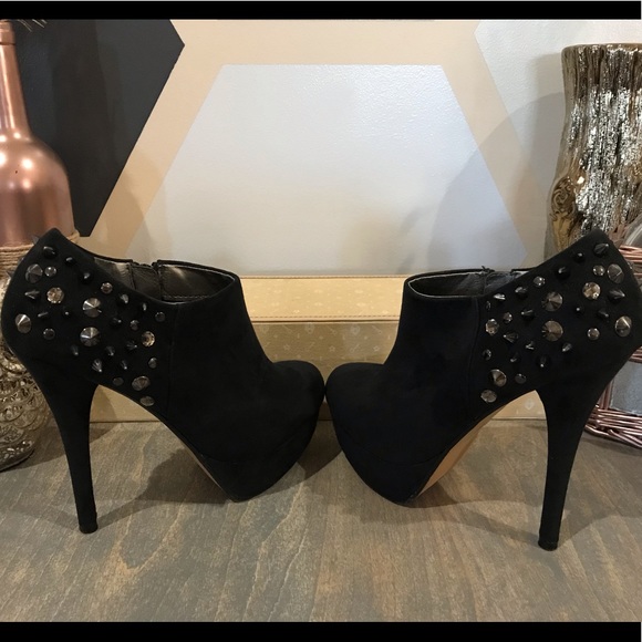 Aldo | Shoes | Aldo Black Suede Jeweled Spiked Ankle Booties | Poshmark